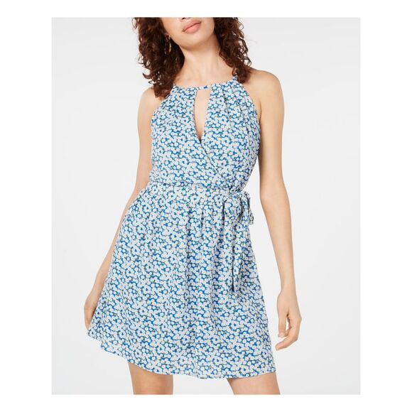 BCX | Dresses | Bcx Dress Womens Blue Floral Sleeveless Halter Short ...